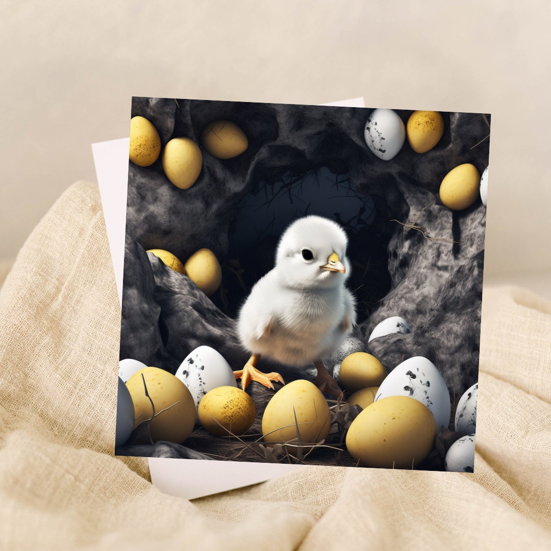 A Tiny White Easter Chick Surrounded by Easter Eggs - Etsy