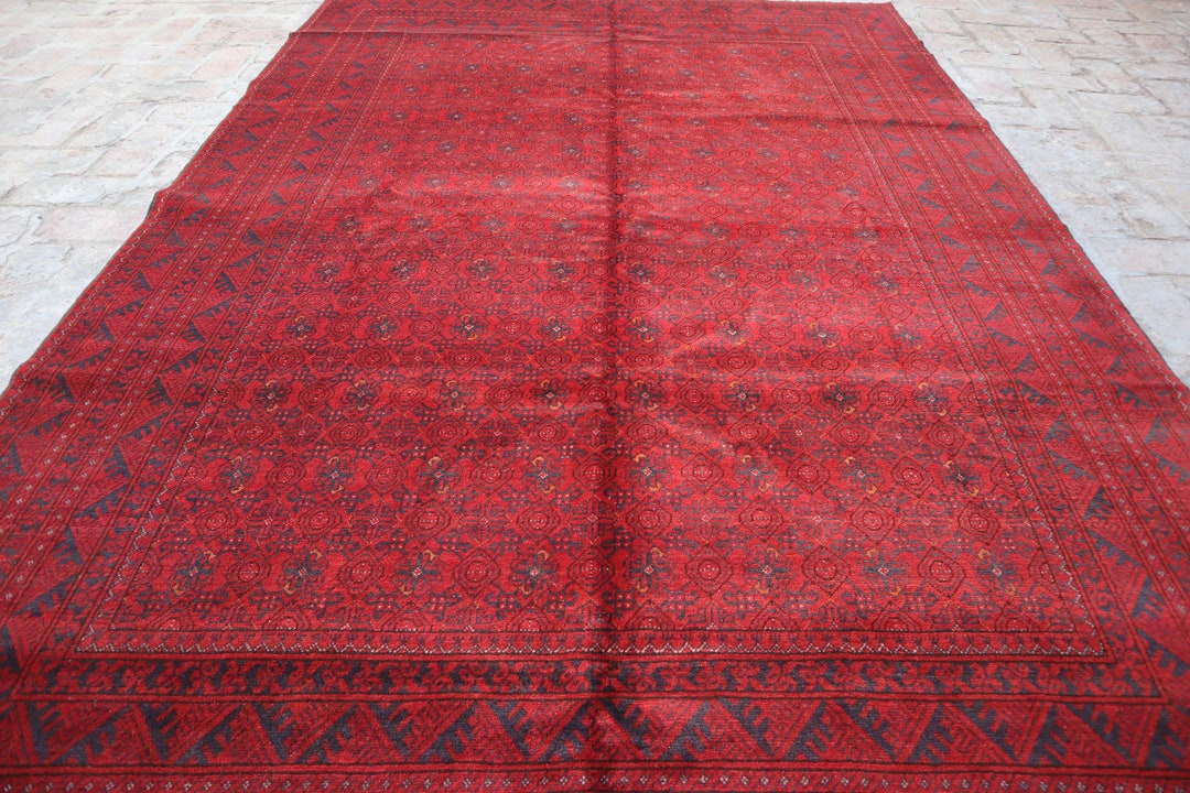 6'4x9'2 Ft Vintage Area Rug Handmade Hand Knotted Afghan Bashiri Rug ...