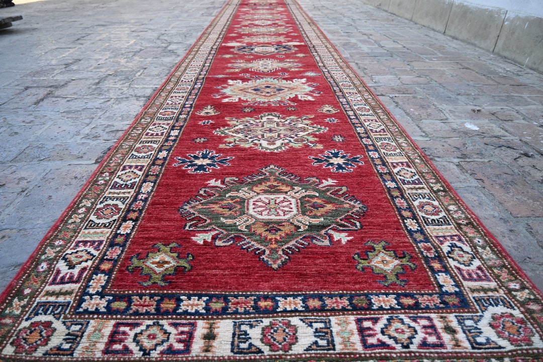 20 Ft Extra Long Runner Rug Handmade Afghan Super Kazak Runner Rug ...