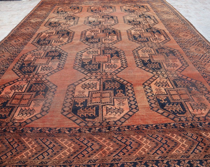 9x12 Ft Large Antique Rug- Afghan Handmade Large Area Elephant Foot Rug ...