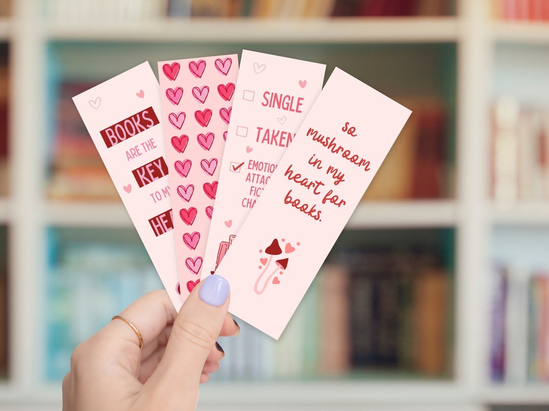 Cute Pink Heart Lips Laminated Bookmark, Valentine's Day, Custom ...
