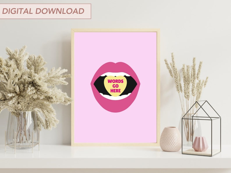 Custom Lips Print, Pop Art, Bookshelf Decor, Book Nook, Book Boyfriend ...