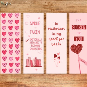 Cute Pink Heart Lips Laminated Bookmark, Valentine's Day, Custom ...