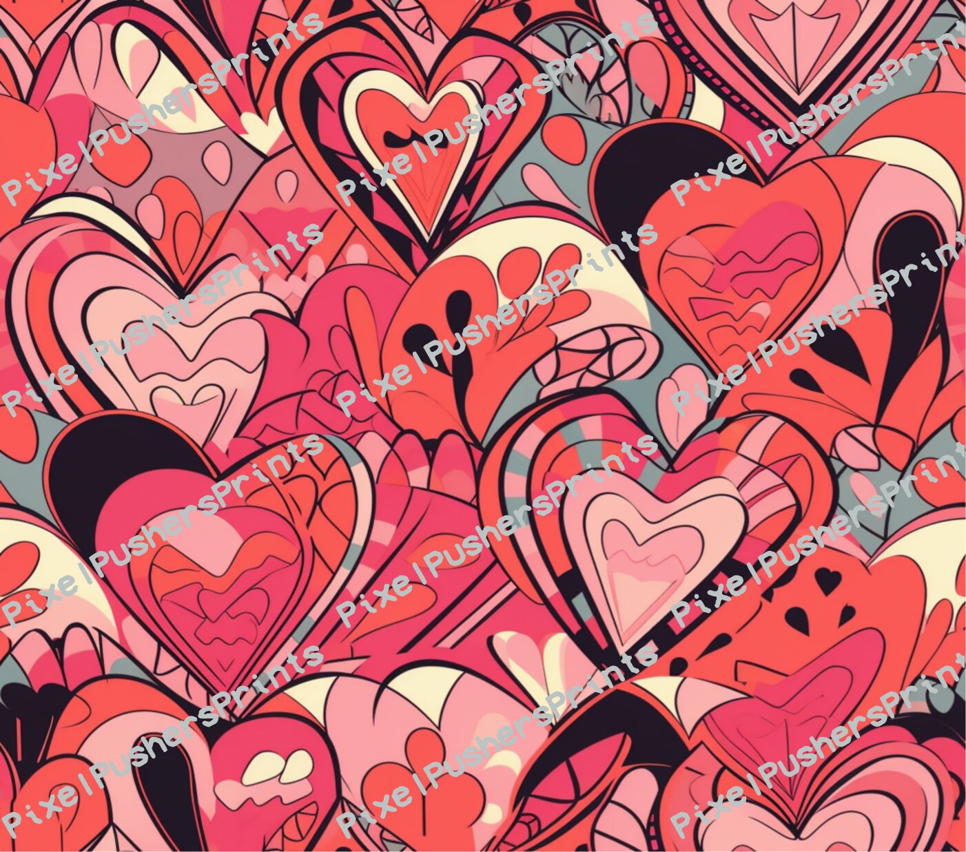 Pink Heart Seamless Digital Download Heart Scrapbook Paper Pink Hearts ...