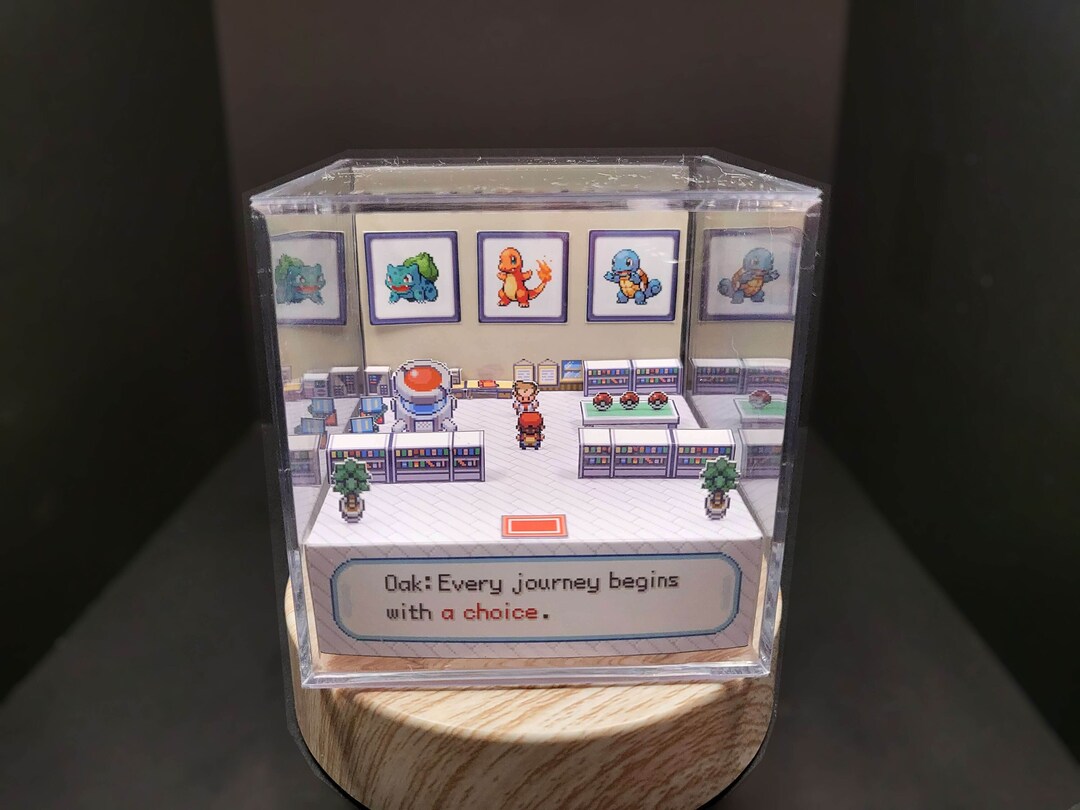Pokemon Oak Lab Starters Firered & Leafgreen Diorama Cube 3D - Etsy ...