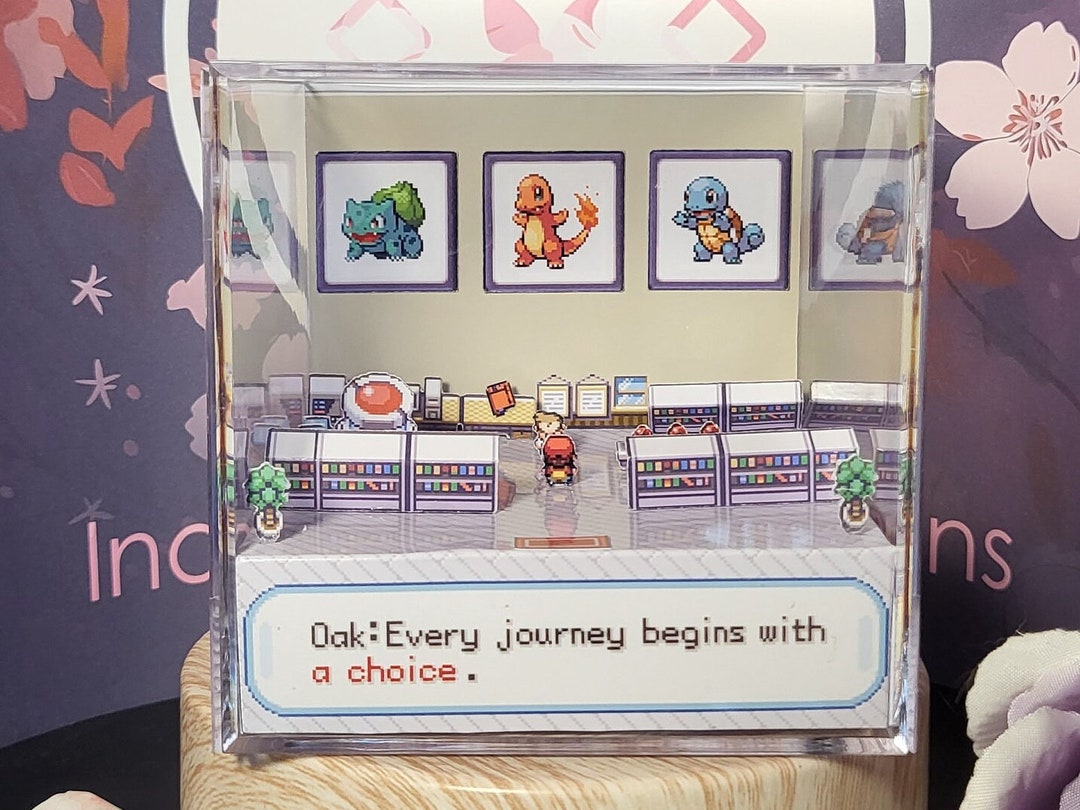 Pokemon Oak Lab Starters Firered & Leafgreen Diorama Cube 3D Videogame ...