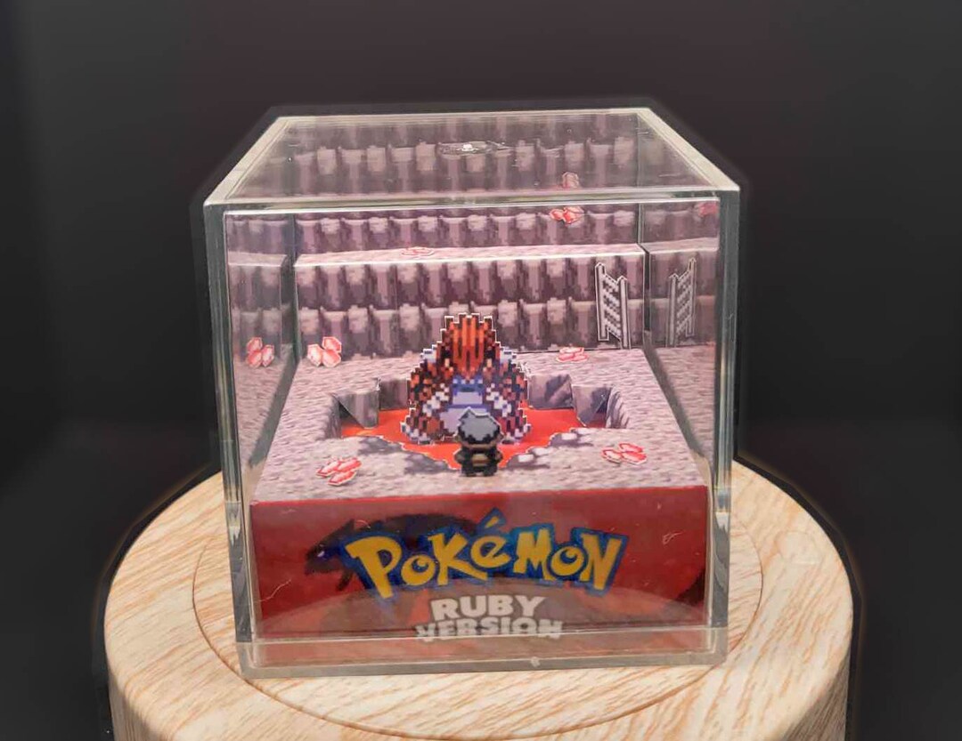 Pokemon Ruby Groudon Encounter Retro Diorama Cube - 3D Videogame - Gift ...