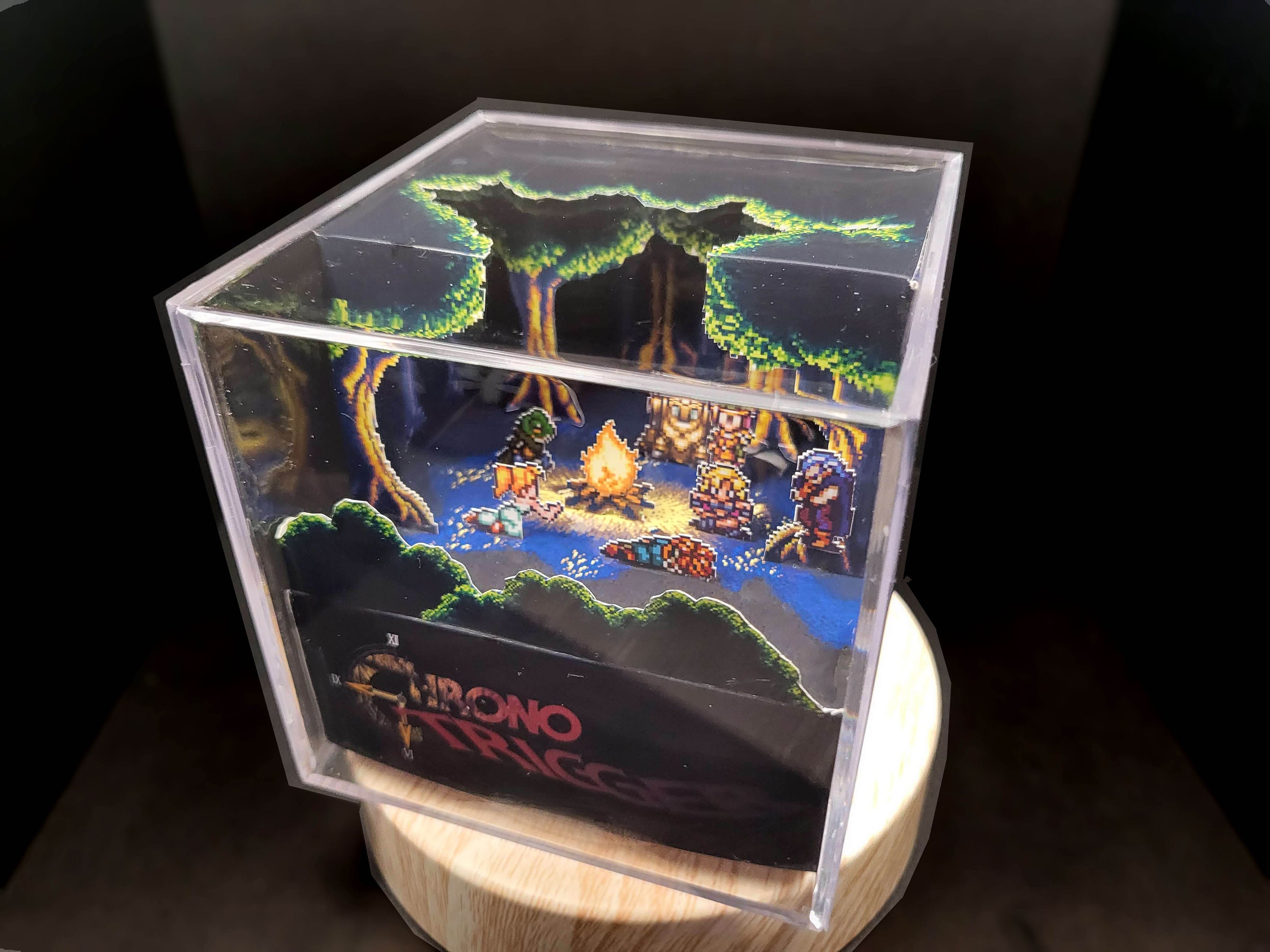 Chrono Trigger Fionas Forest Campfire Diorama Cube 3d Videogame T For Gamer Shadow Box