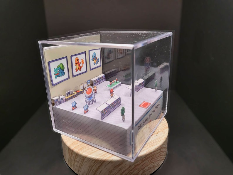 Pokemon Oak Lab Starters Firered & Leafgreen Diorama Cube 3D Videogame ...