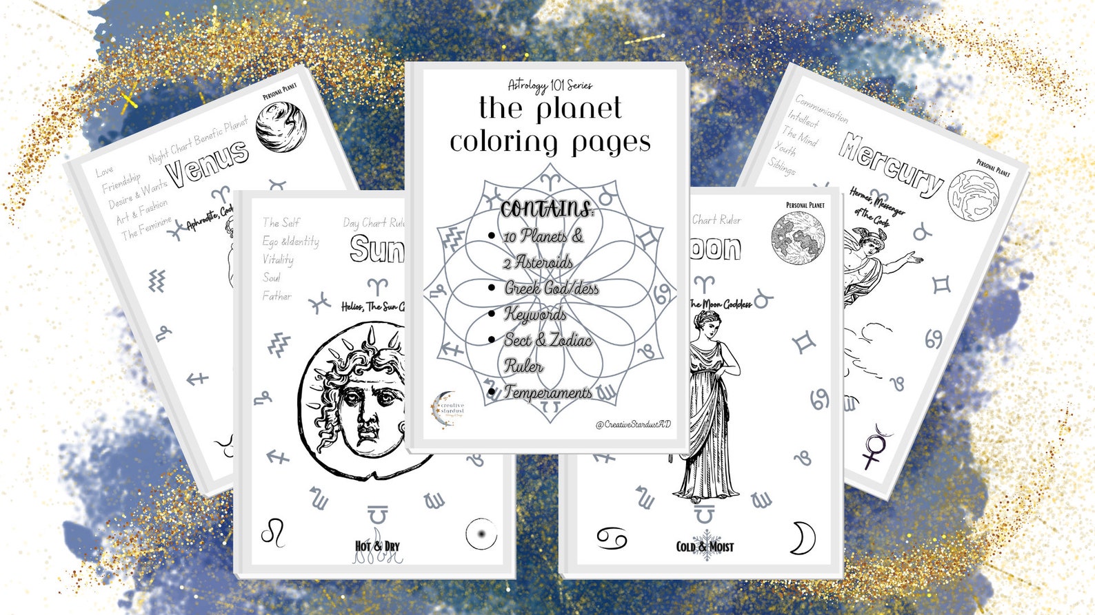 Zodiac Coloring Pages. Astrological Planet Sheets for Learning ...