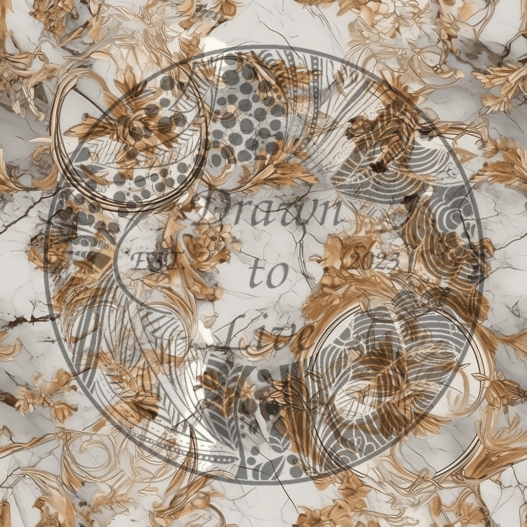 Gold Plant Design on White Marble Pattern - Etsy