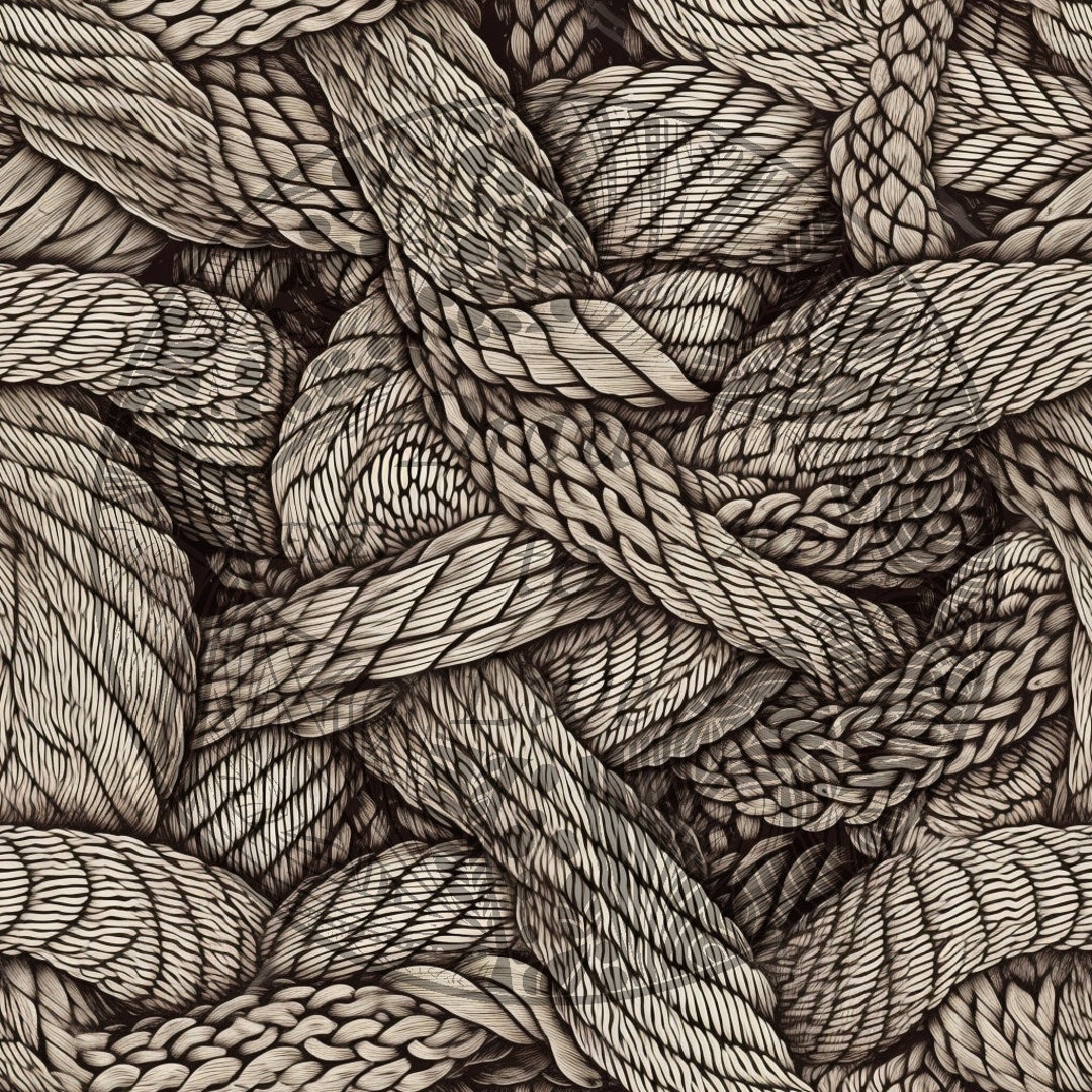 Rope in A Pile Black and White Drawing Pattern - Etsy