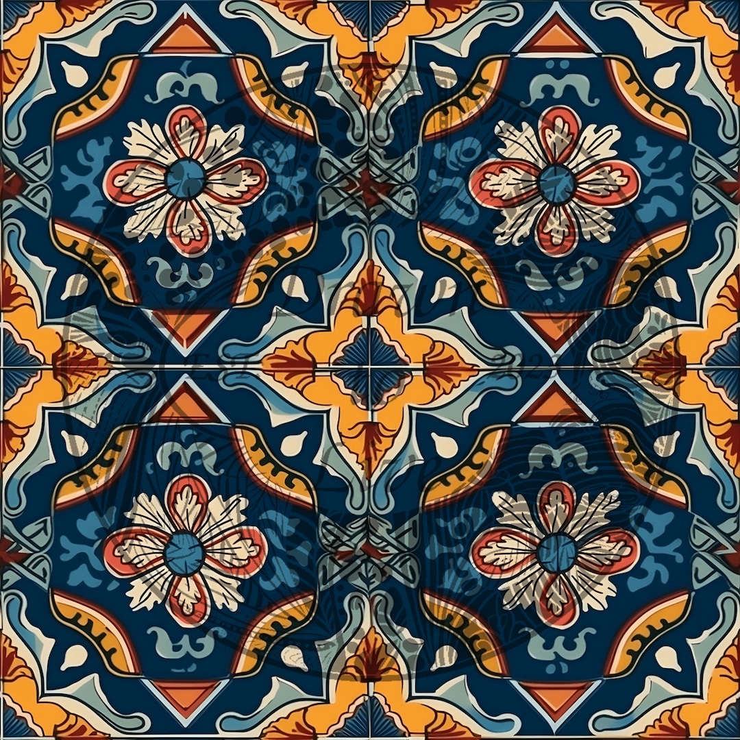 Bright Traditional Mexican Tile Pattern - Etsy