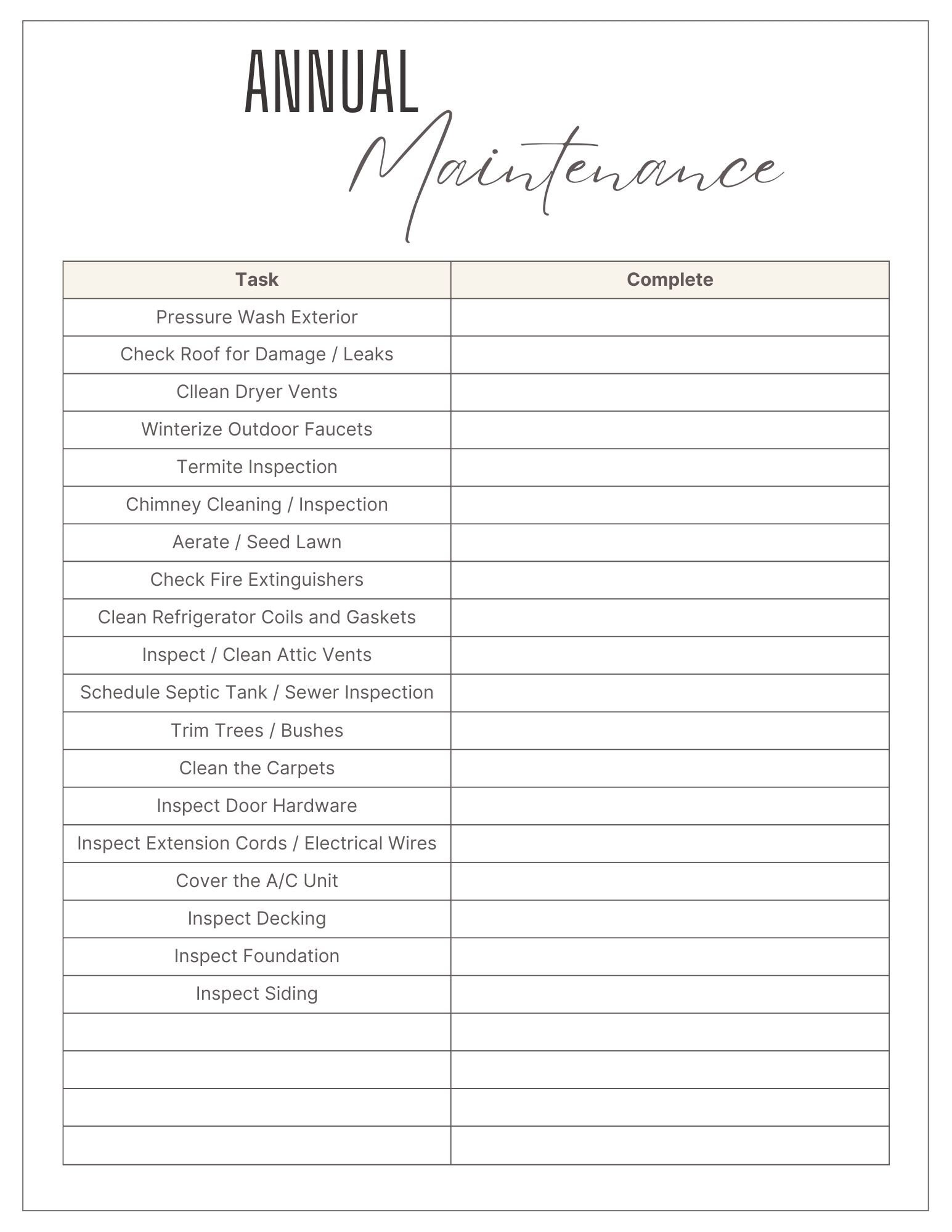 Home Maintenance Binder Printable PDF | Maintenance Checklist, Tracker ...