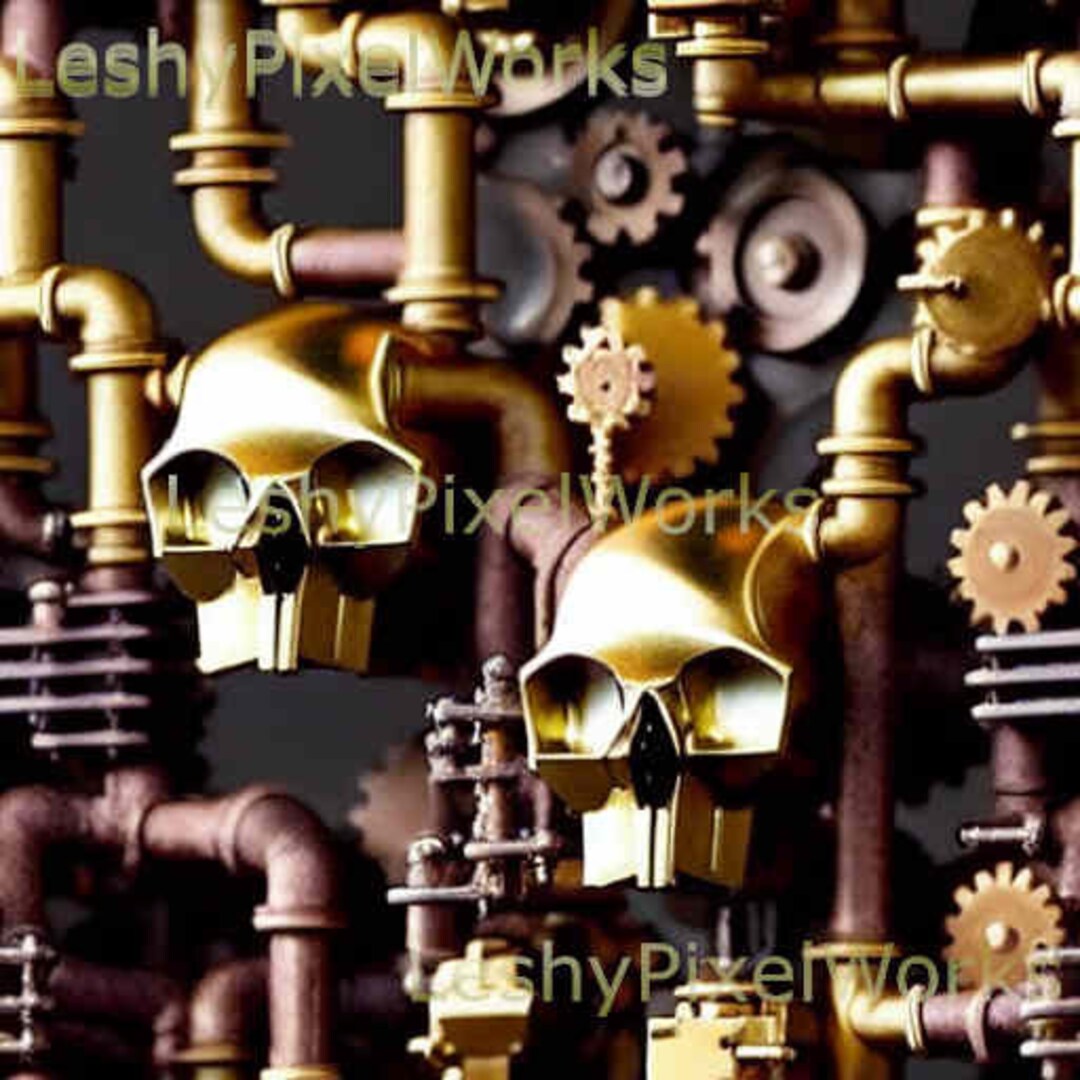 Heavy Metal/steamworks/industrial Seamless Skull Pattern - Etsy
