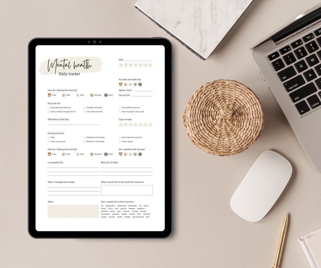 PRINTABLE DAILY MENTAL Daily Tracker, Digital Printable Planner ...