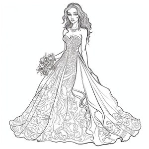 40 Coloring Pages - Wedding Gowns 2 - - Etsy