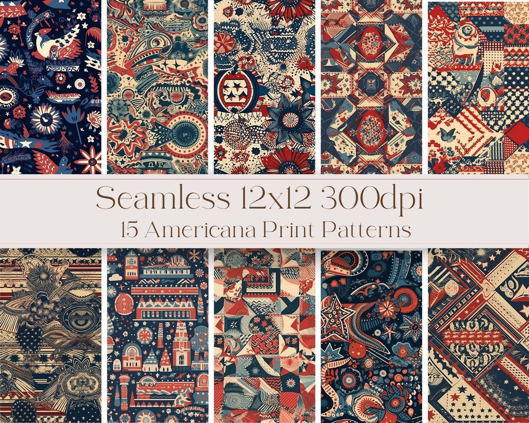 15 SEAMLESS Americana Print Digital Paper -12x12 300dpi - Instant ...