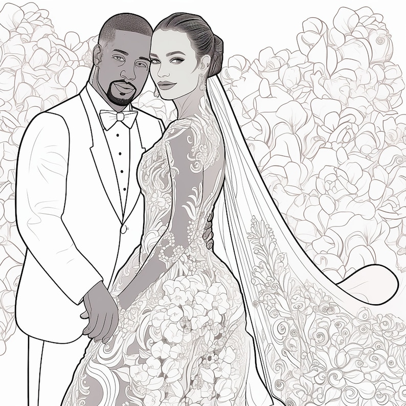 40 Coloring Pages - Wedding Couples - Etsy