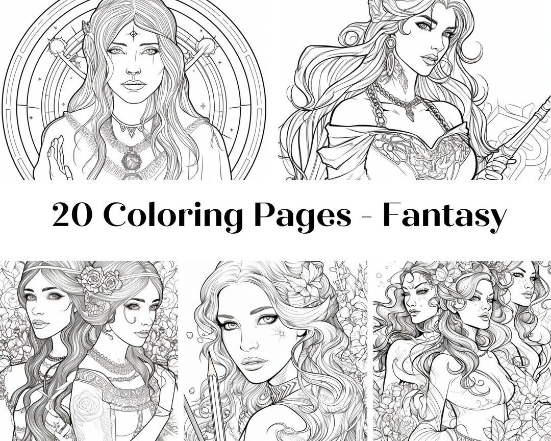 20 Fantasy Coloring Pages Instant Download - Etsy