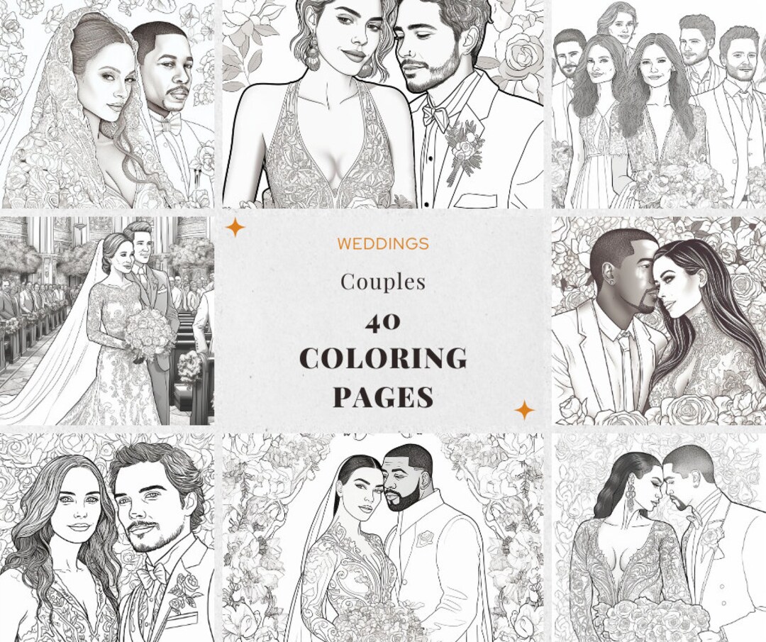 40 Coloring Pages - Wedding Couples - Etsy