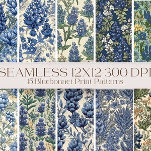 15 SEAMLESS Bluebonnet Patterns- Digital Paper- 12x12 300dpi - Etsy