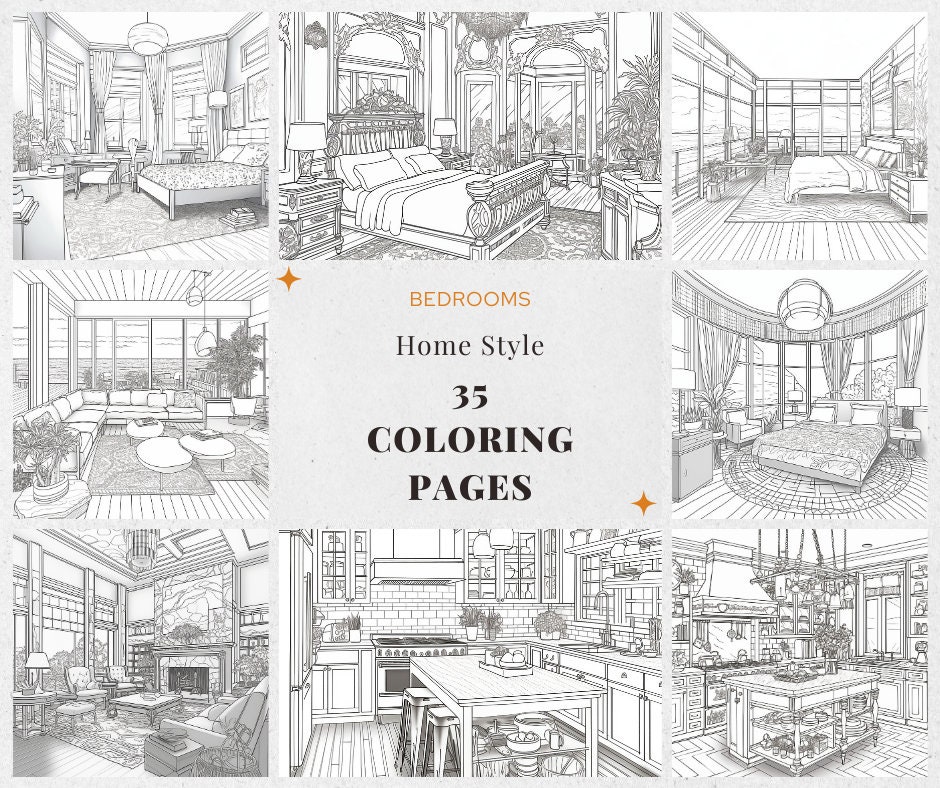 35 Coloring Pages - Home - Etsy