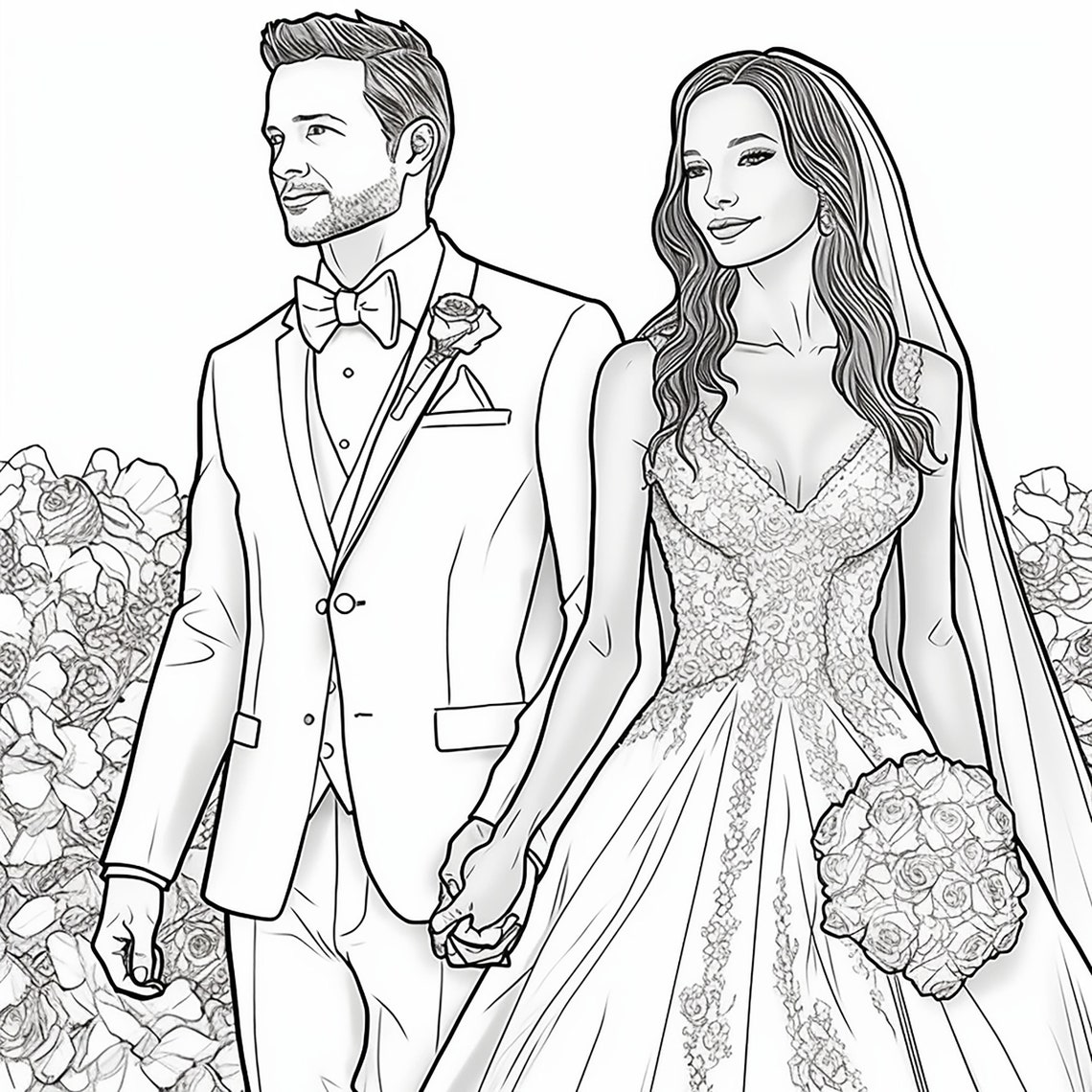40 Coloring Pages - Wedding Couples - Etsy