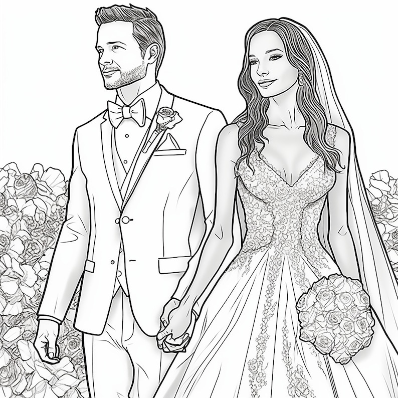 40 Coloring Pages - Wedding Couples - Etsy