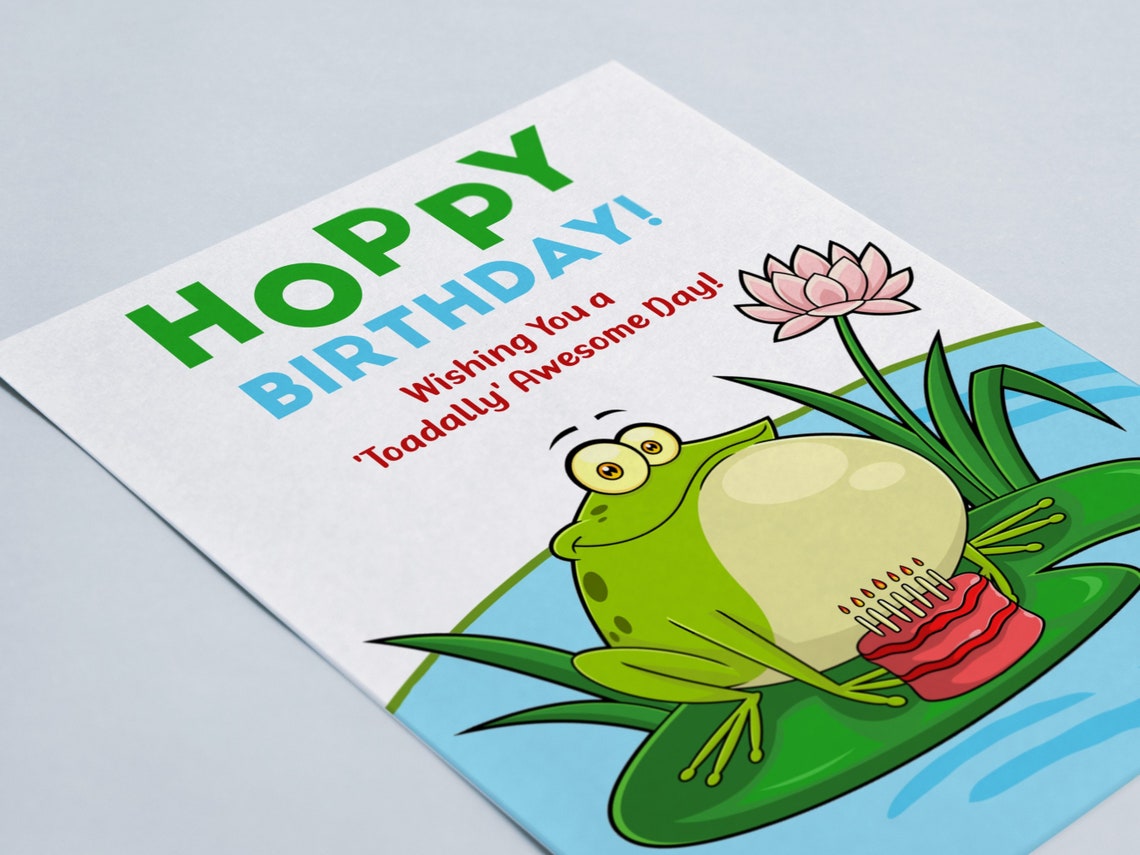 Frog Birthday Card Instant Download of a Printable Birthday Card for ...