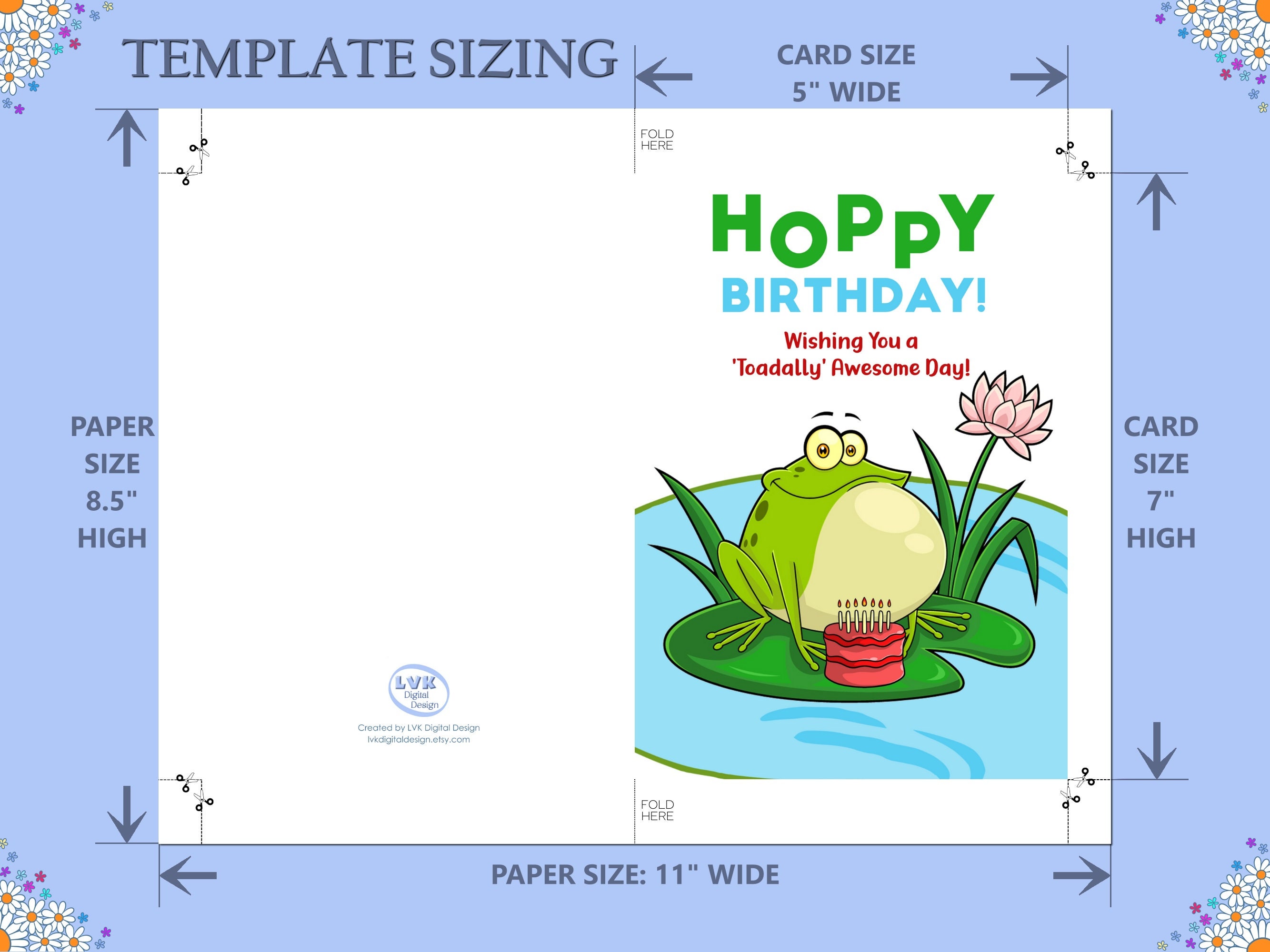 Frog Birthday Card Instant Download of a Printable Birthday Card for ...