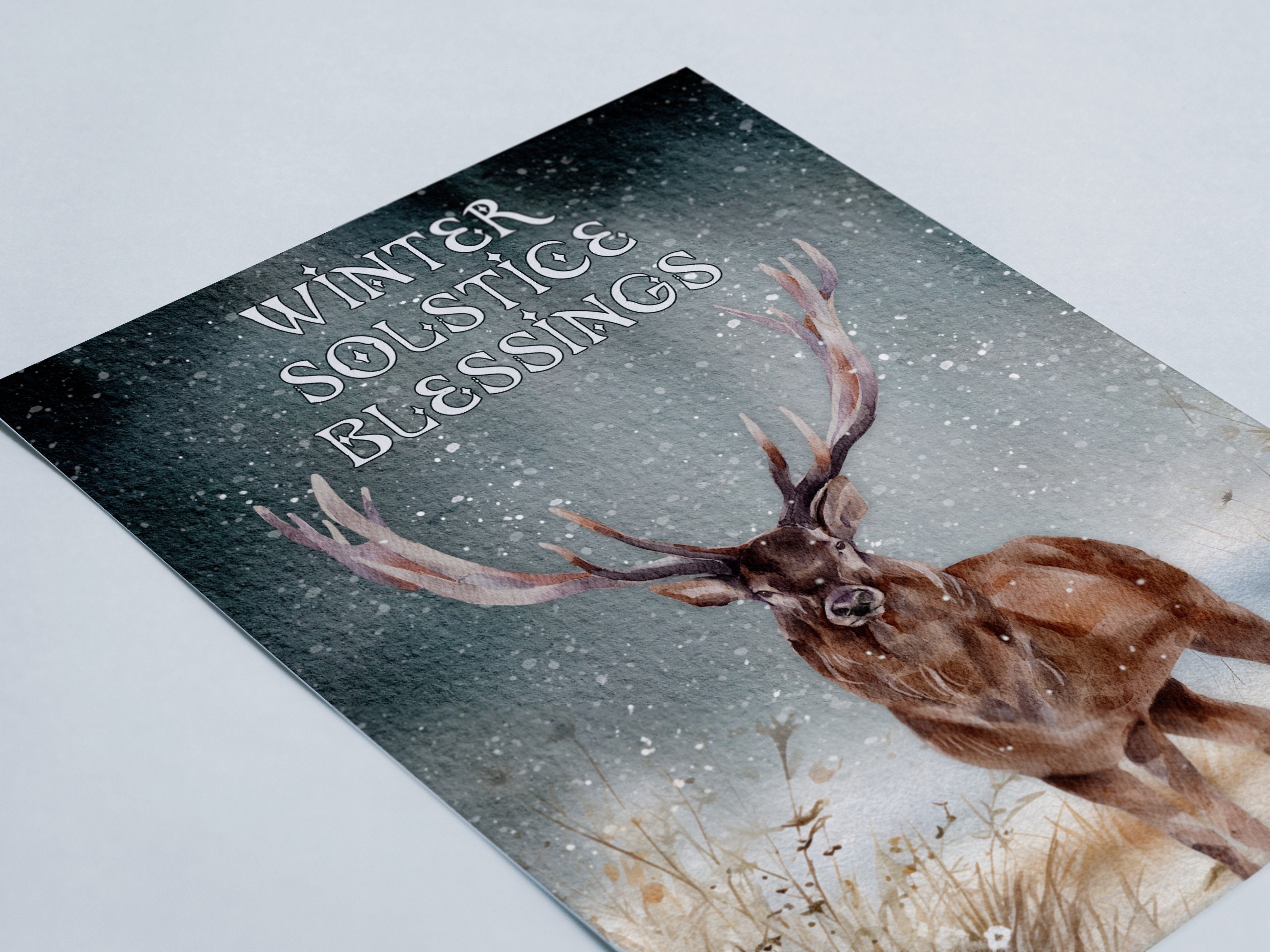 Winter Solstice Greetings - Printable Yuletide Card With a Watercolor ...
