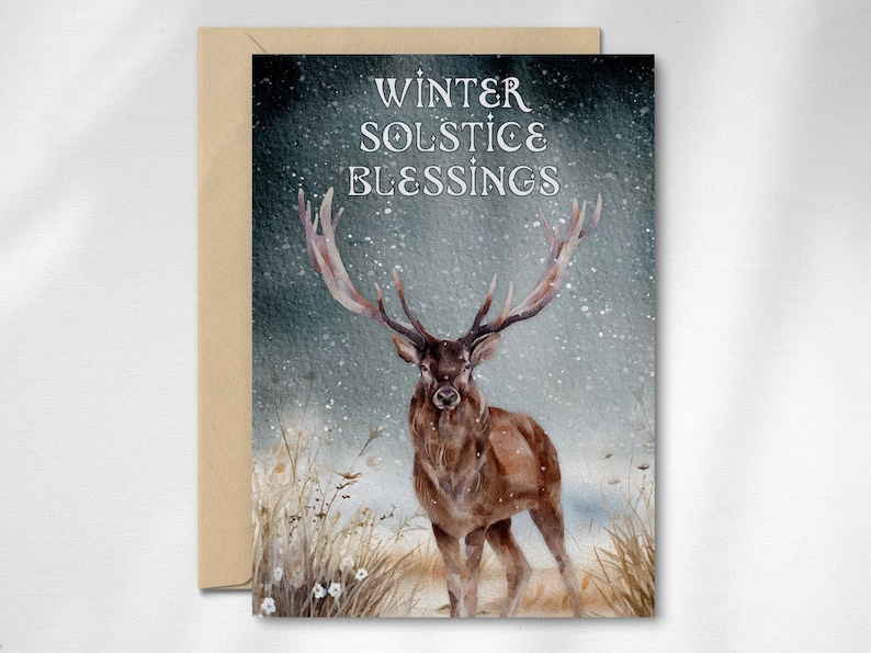 Winter Solstice Greetings - Printable Yuletide Card With a Watercolor ...