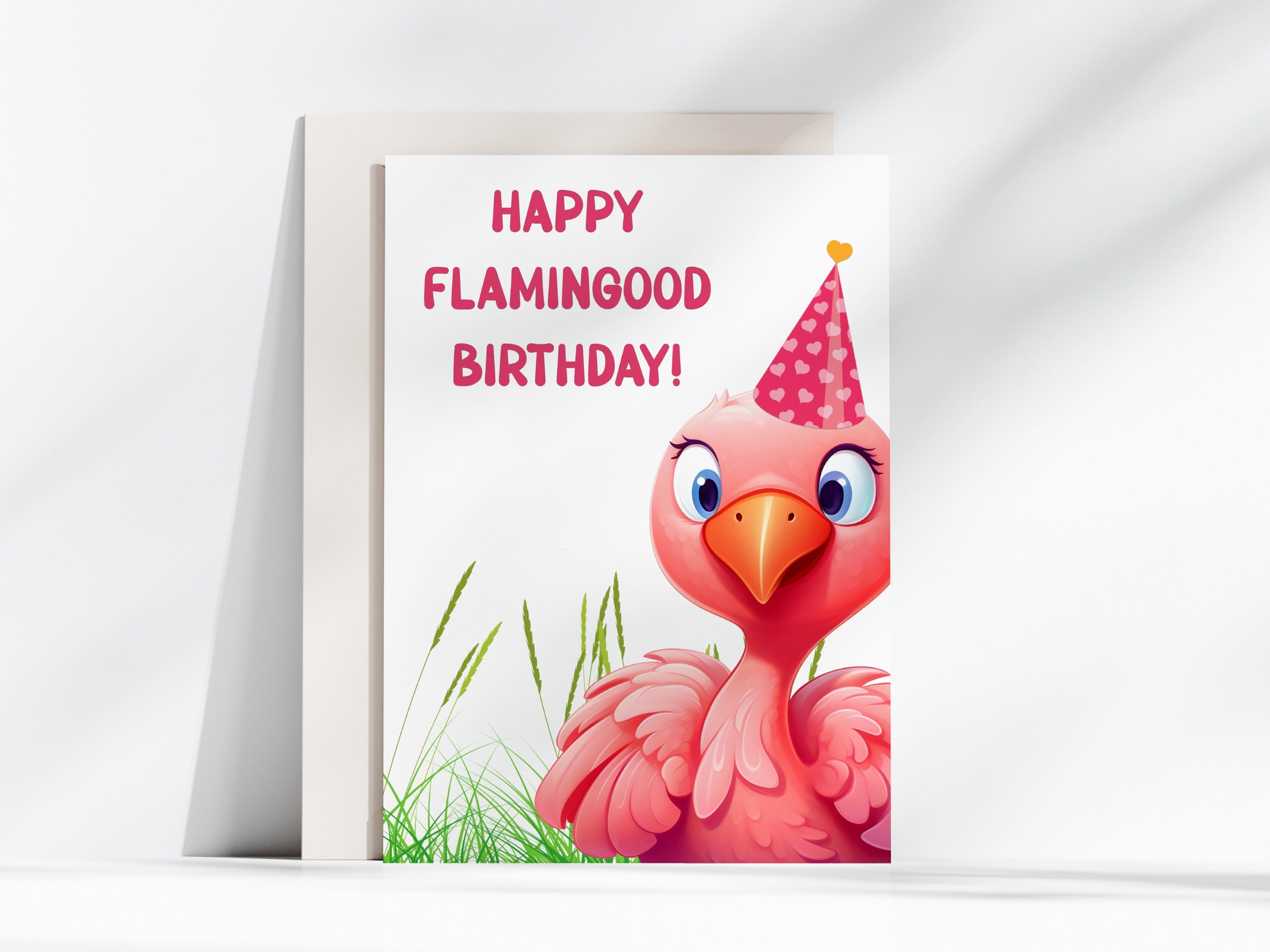 Flamingo Birthday Card Printable Digital Download for Bird Lovers of ...