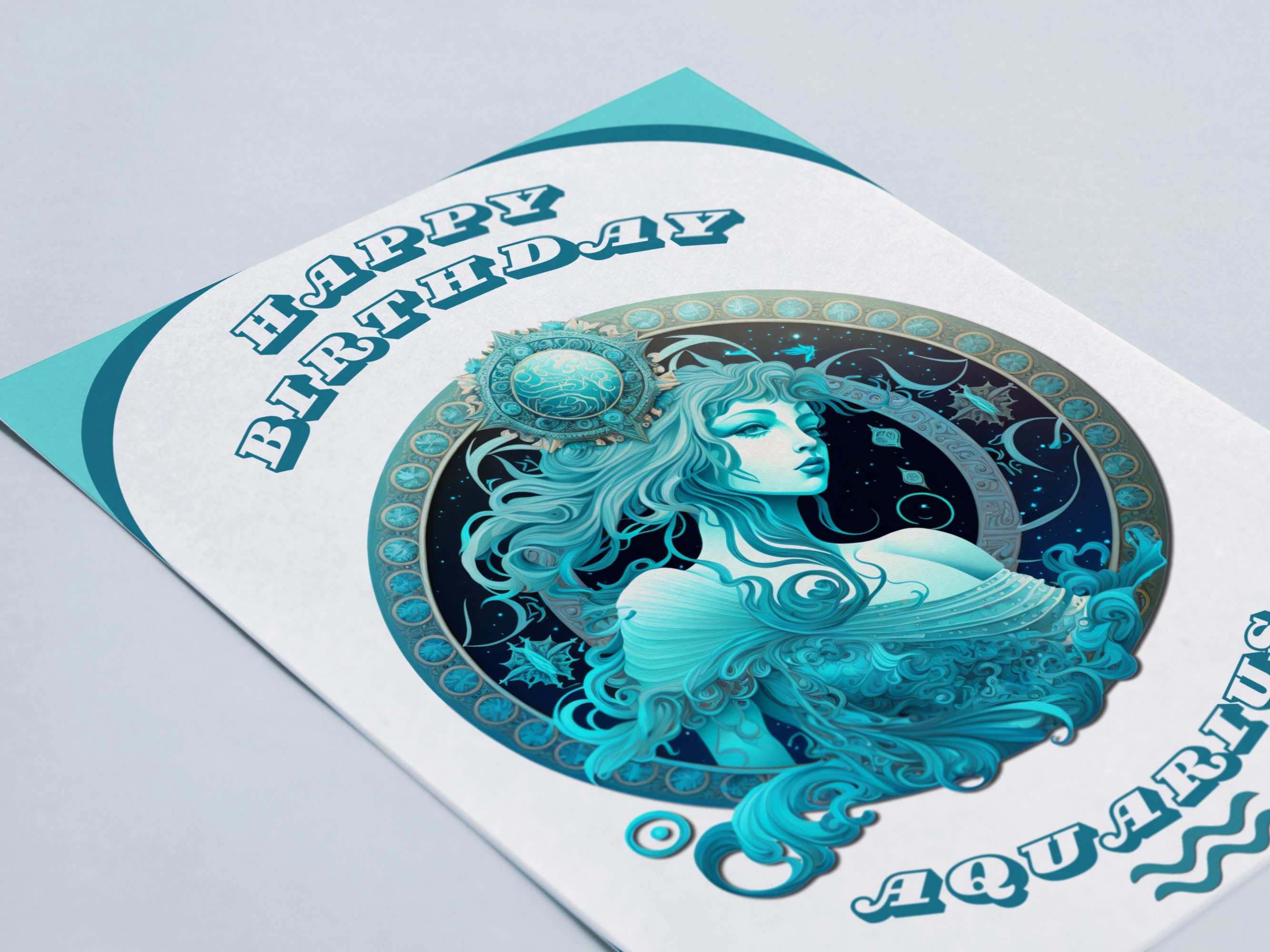 Aquarius Birthday Card Printable Zodiac Greeting Card for - Etsy Aquarius Birthday Card Printable Zodiac Greeting Card for - Etsy