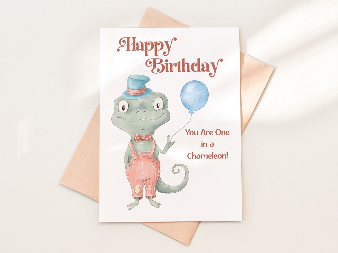 Chameleon Birthday Card - Printable Digital Download for Nature Lovers ...