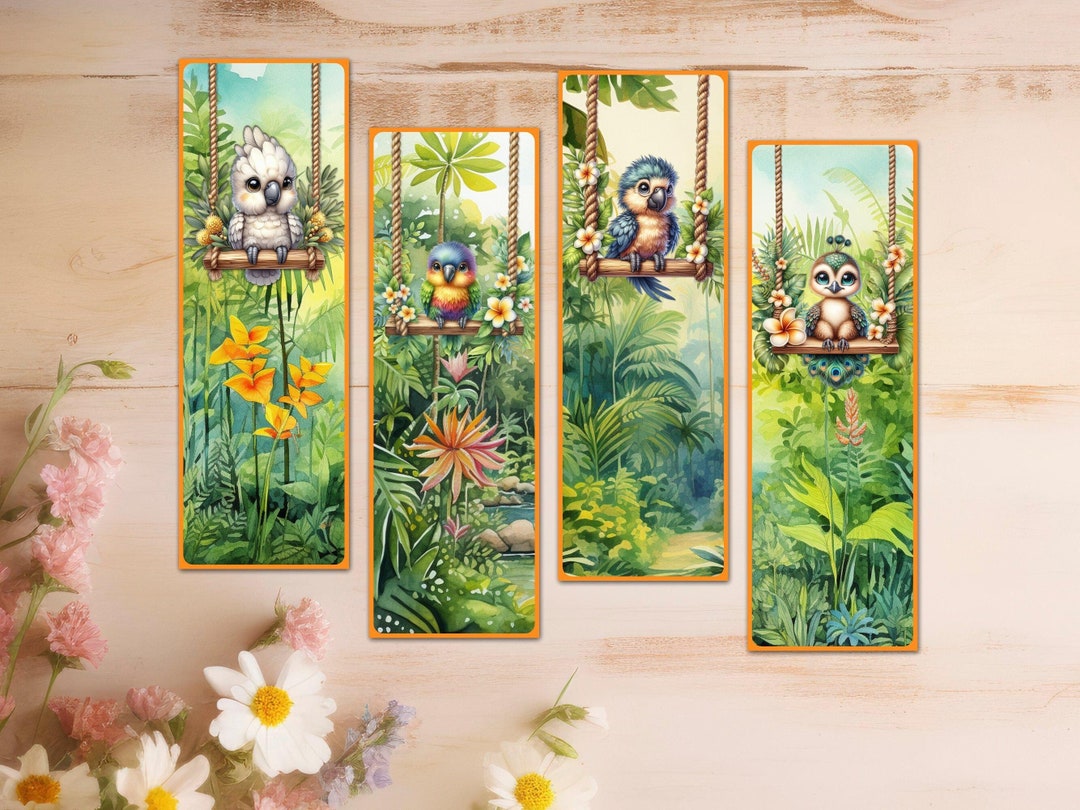 Tropical Bird Bookmarks - Printable Set of 4 - Vibrant and Colorful ...