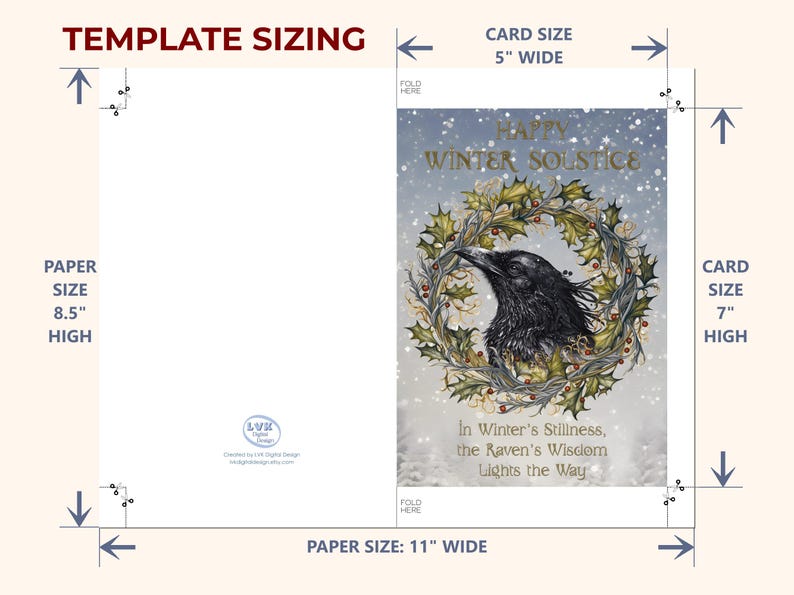 Winter Solstice Card | Yule Printable Card | Raven and Wreath | Pagan ...