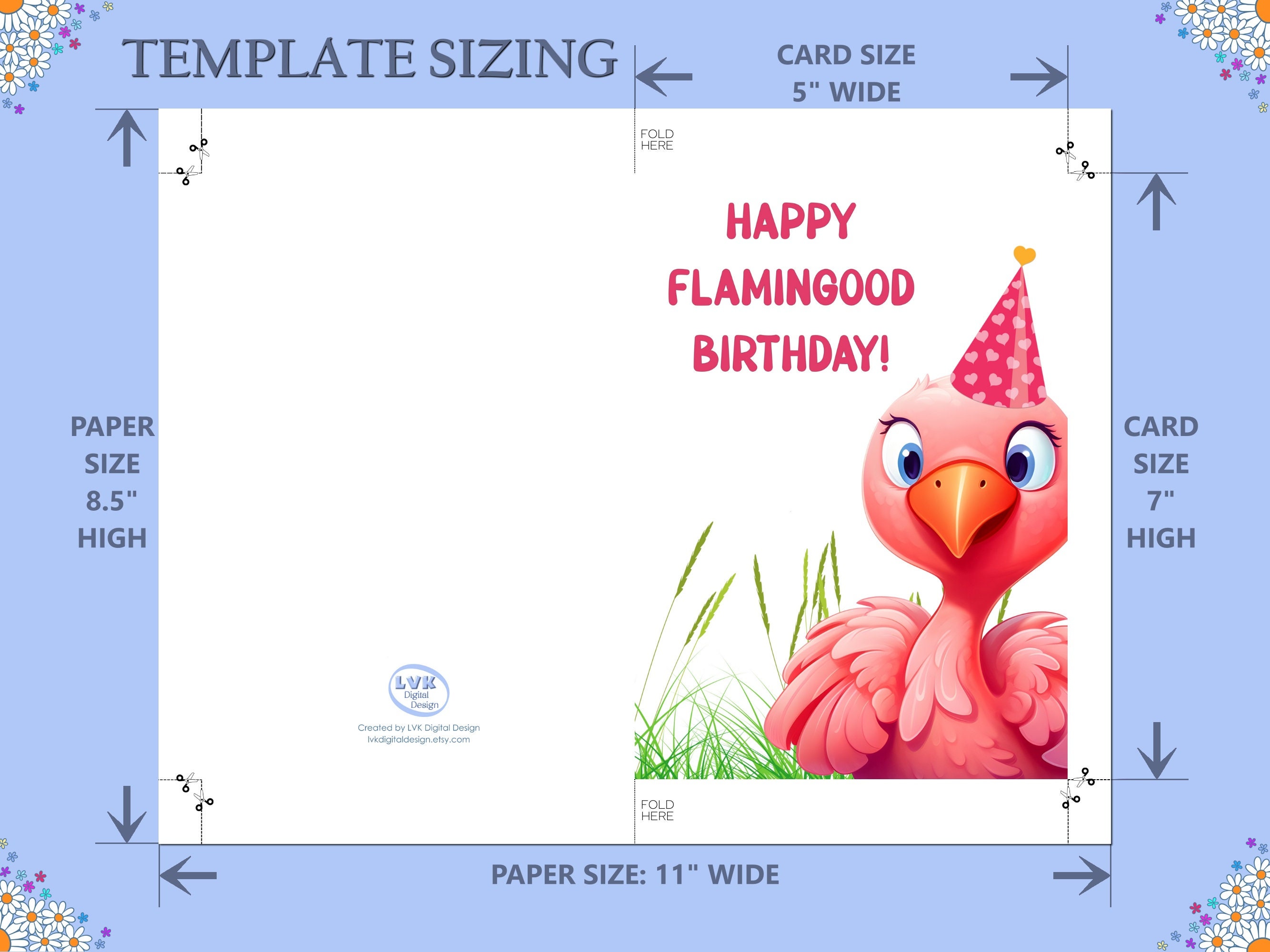 Flamingo Birthday Card Printable Digital Download for Bird Lovers of ...