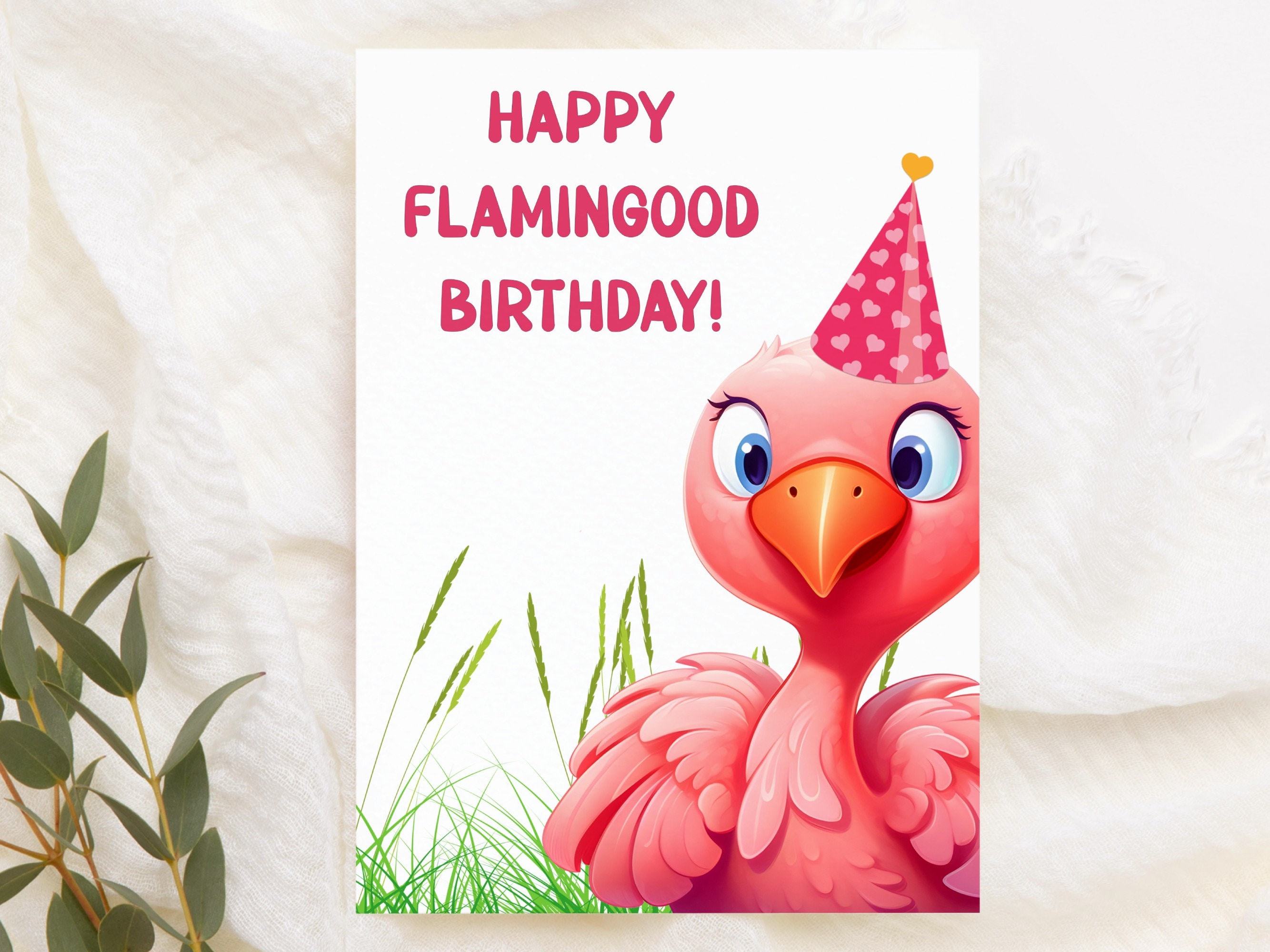 Flamingo Birthday Card Printable Digital Download for Bird Lovers of ...