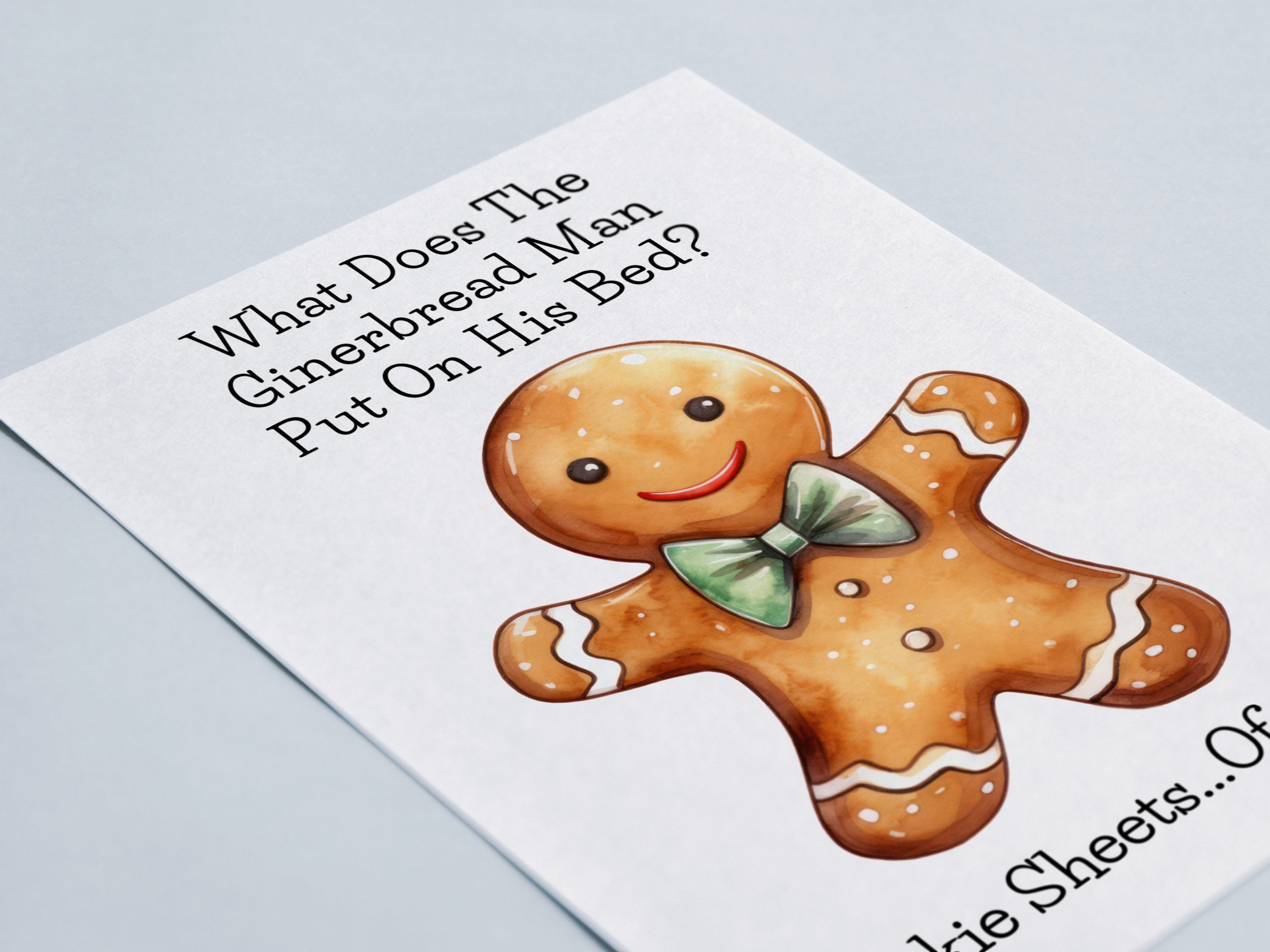 Gingerbread Man Card, Printable Christmas Card, Christmas Greeting Card ...