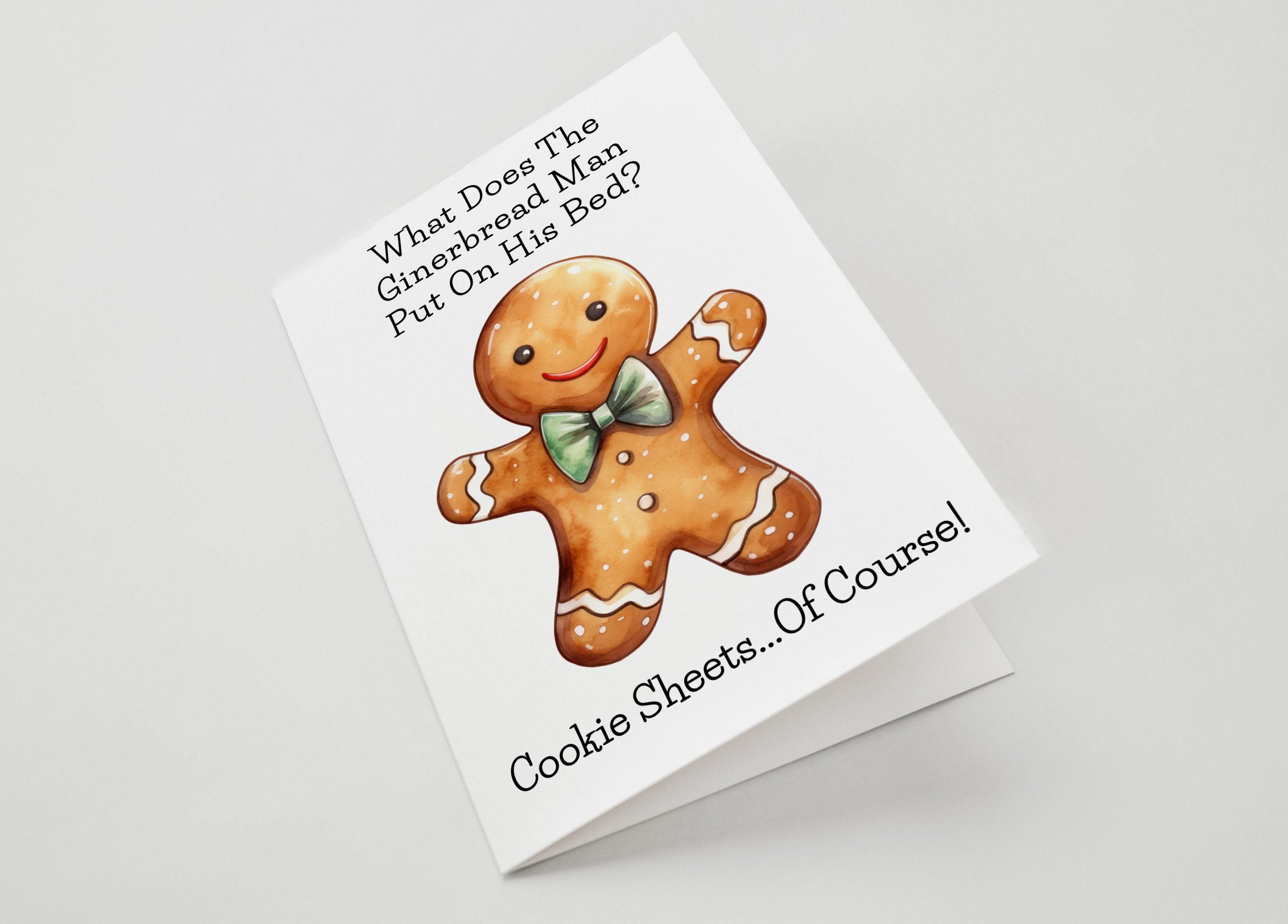 Gingerbread Man Card, Printable Christmas Card, Christmas Greeting Card ...