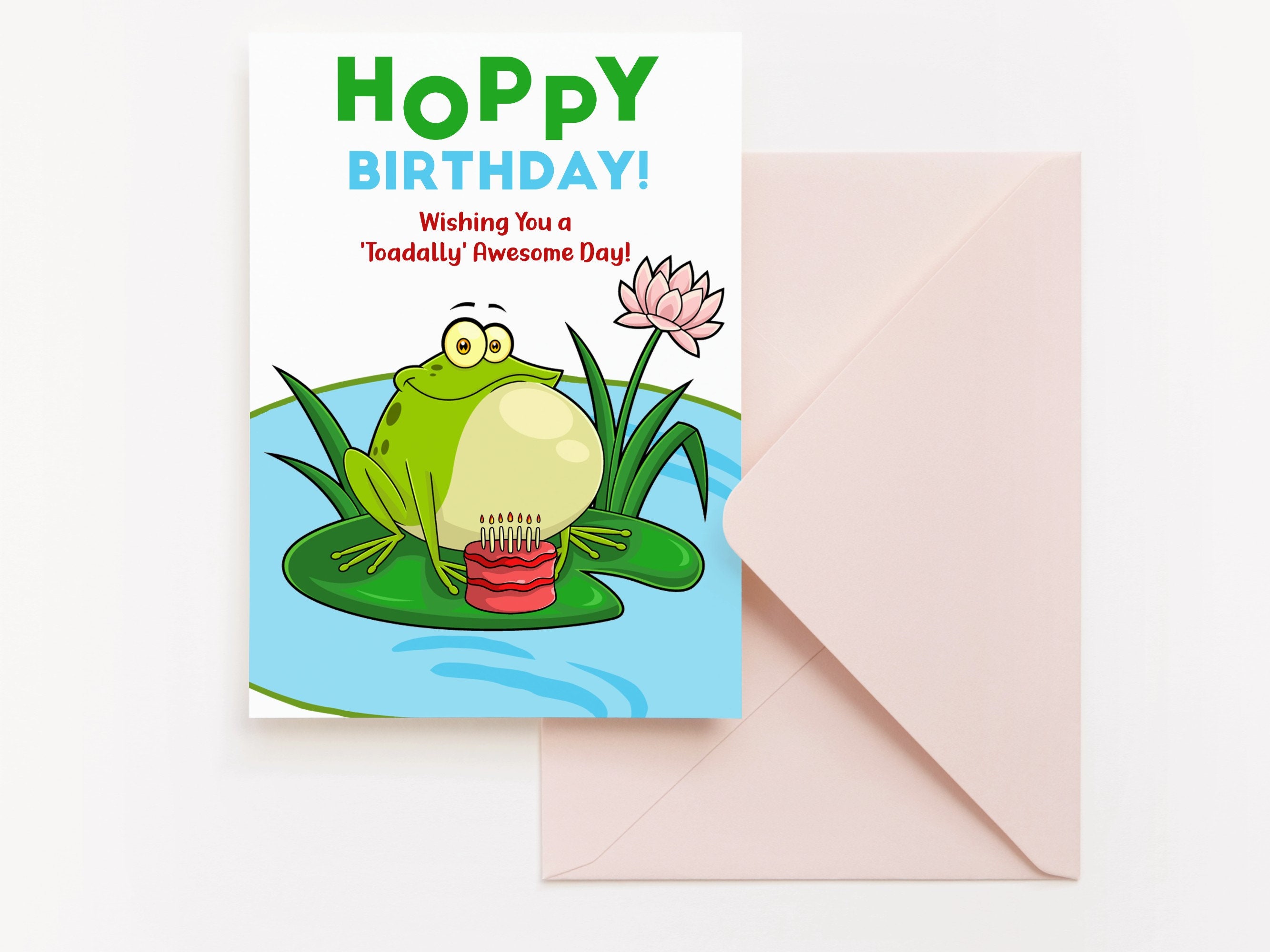 Frog Birthday Card Instant Download of a Printable Birthday Card for ...