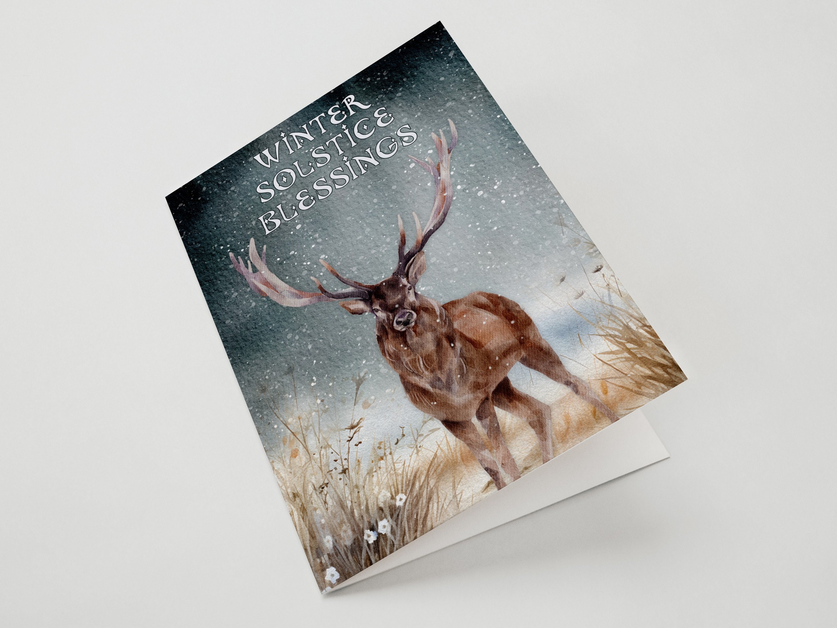 Winter Solstice Greetings - Printable Yuletide Card With a Watercolor ...