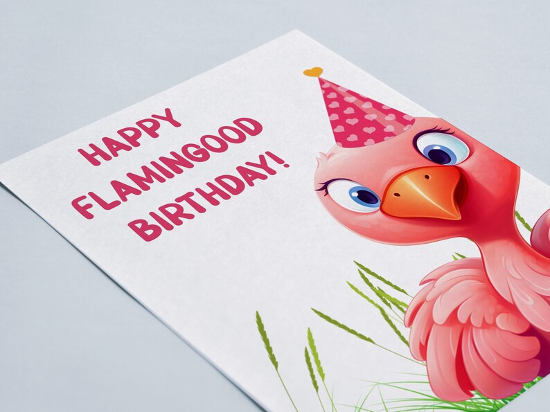 Flamingo Birthday Card - Printable Digital Download for Bird Lovers of ...