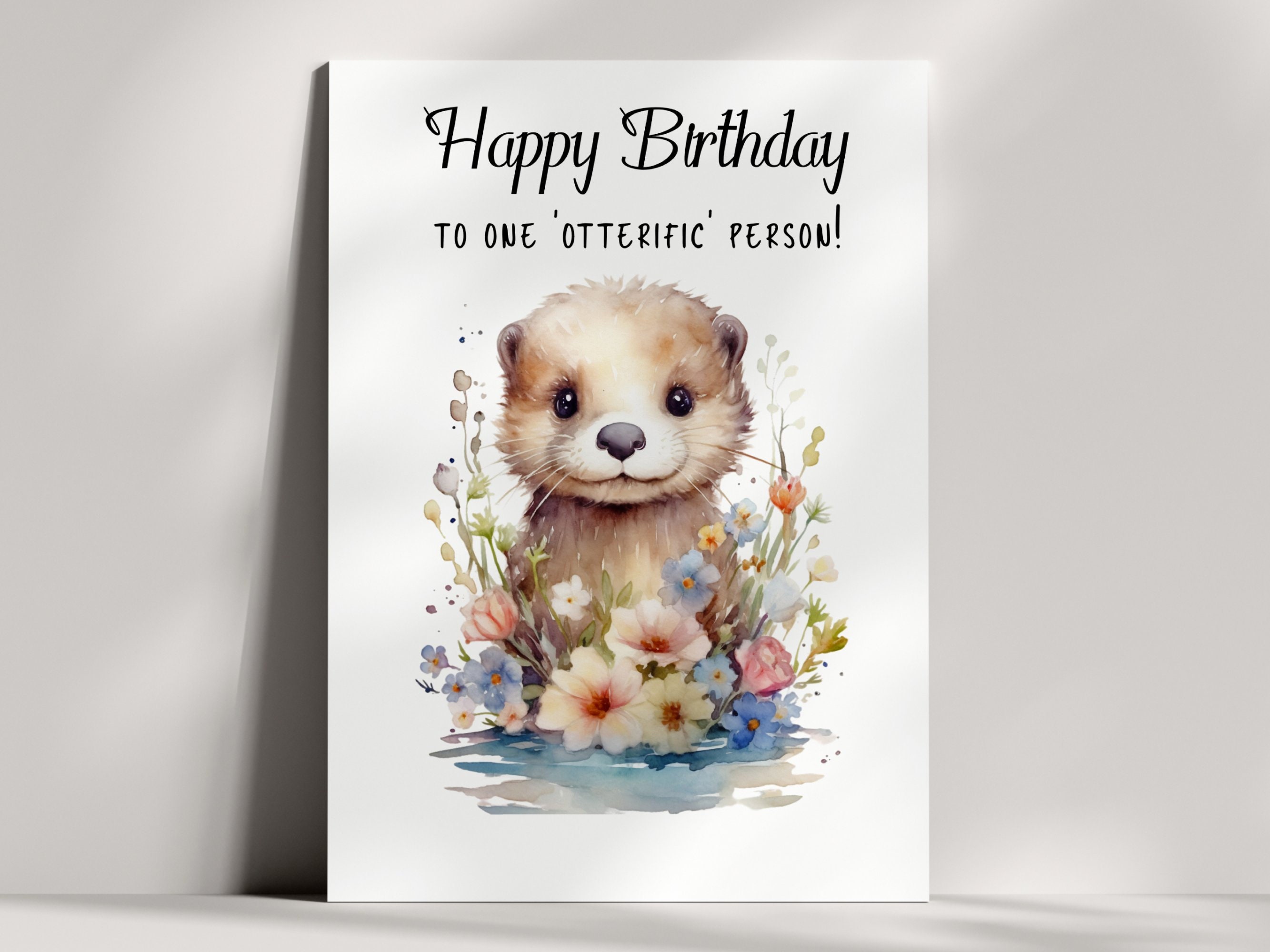 Otter Birthday Card Printable Birthday Card Digital Product - Etsy