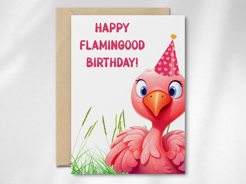 Flamingo Birthday Card - Printable Digital Download for Bird Lovers of ...