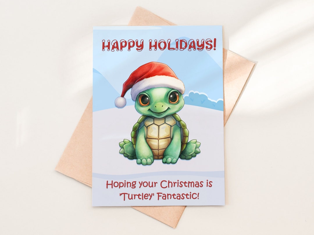 Christmas Turtle Card, Printable Christmas Card, Christmas Greeting ...