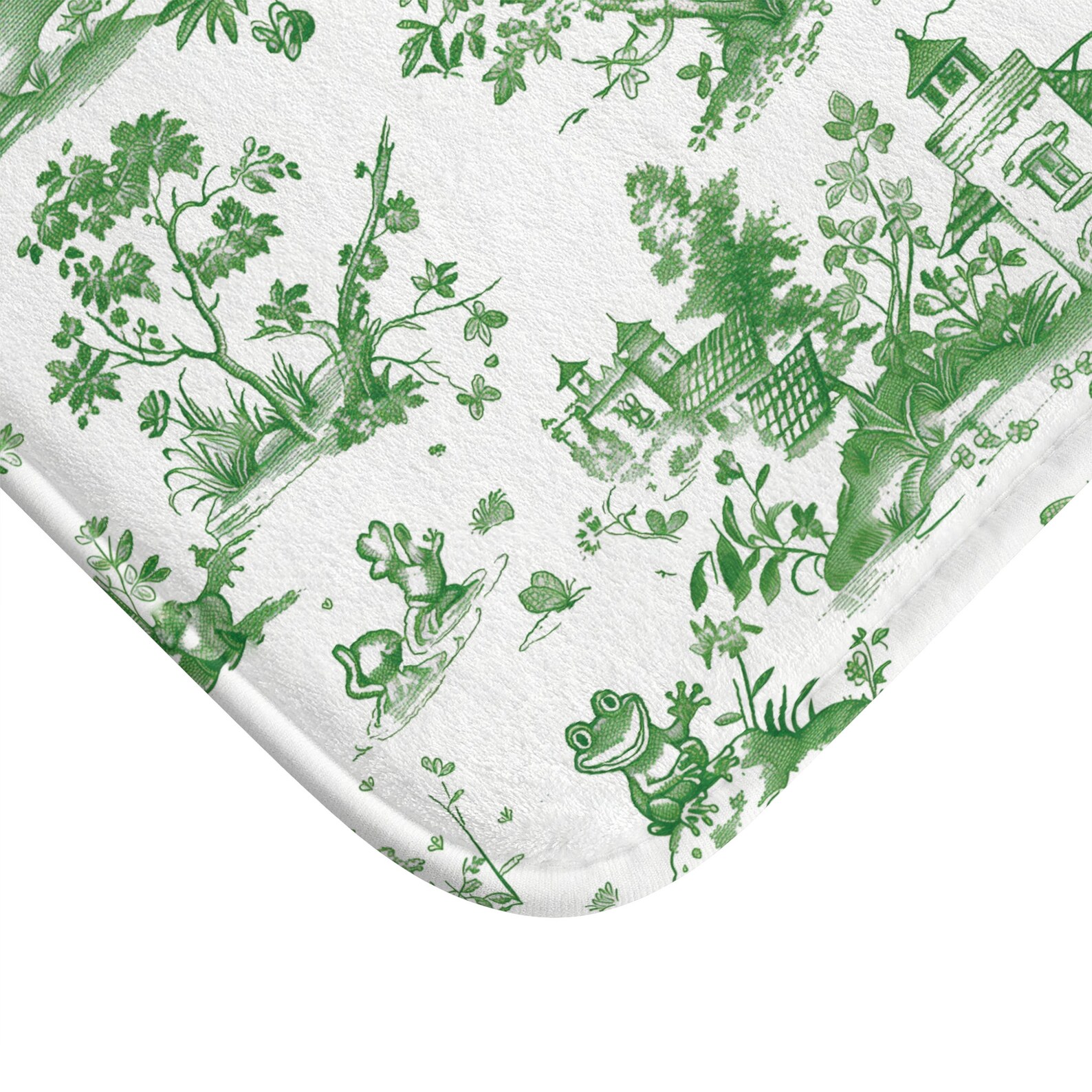 Green Frog Bath Decor French Toile Design Bath Mat Housewarming Gift ...