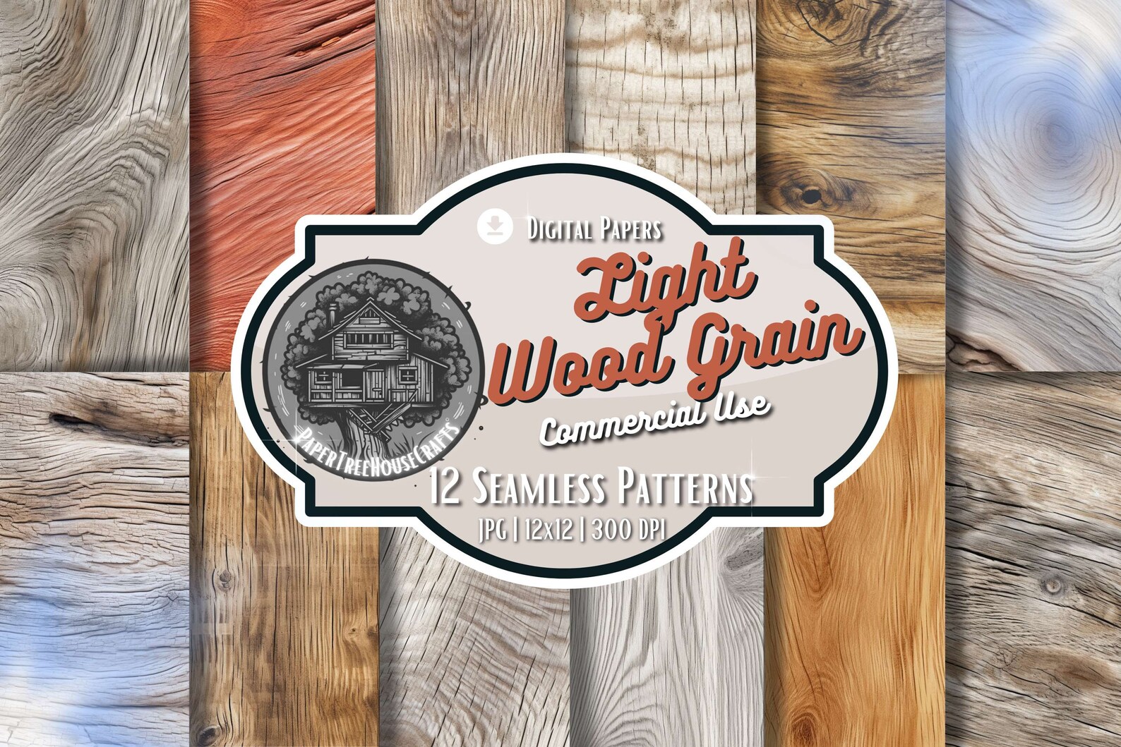 Woodgrain Digital Paper Collection Printable Wood Texture Papers With ...